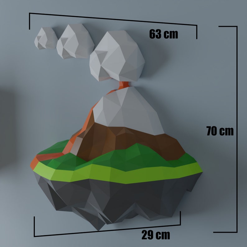 Volcano Mountain 3D Papercraft DIY Paper Sculpture Paper - Etsy Finland