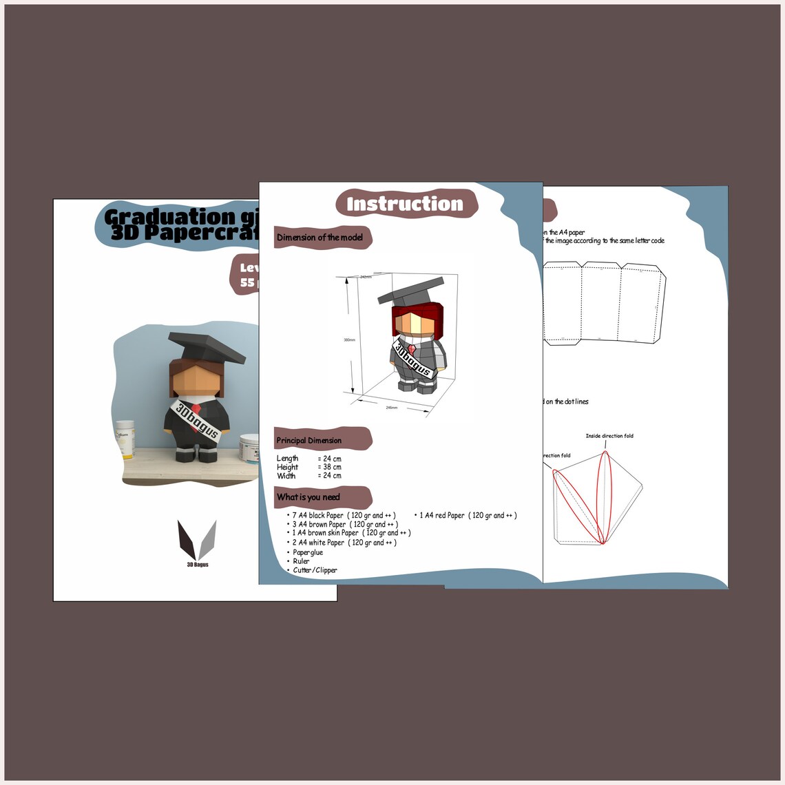 Graduation Girl 3D Papercraft: DIY Low Poly Paper Sculpture (PDF ...