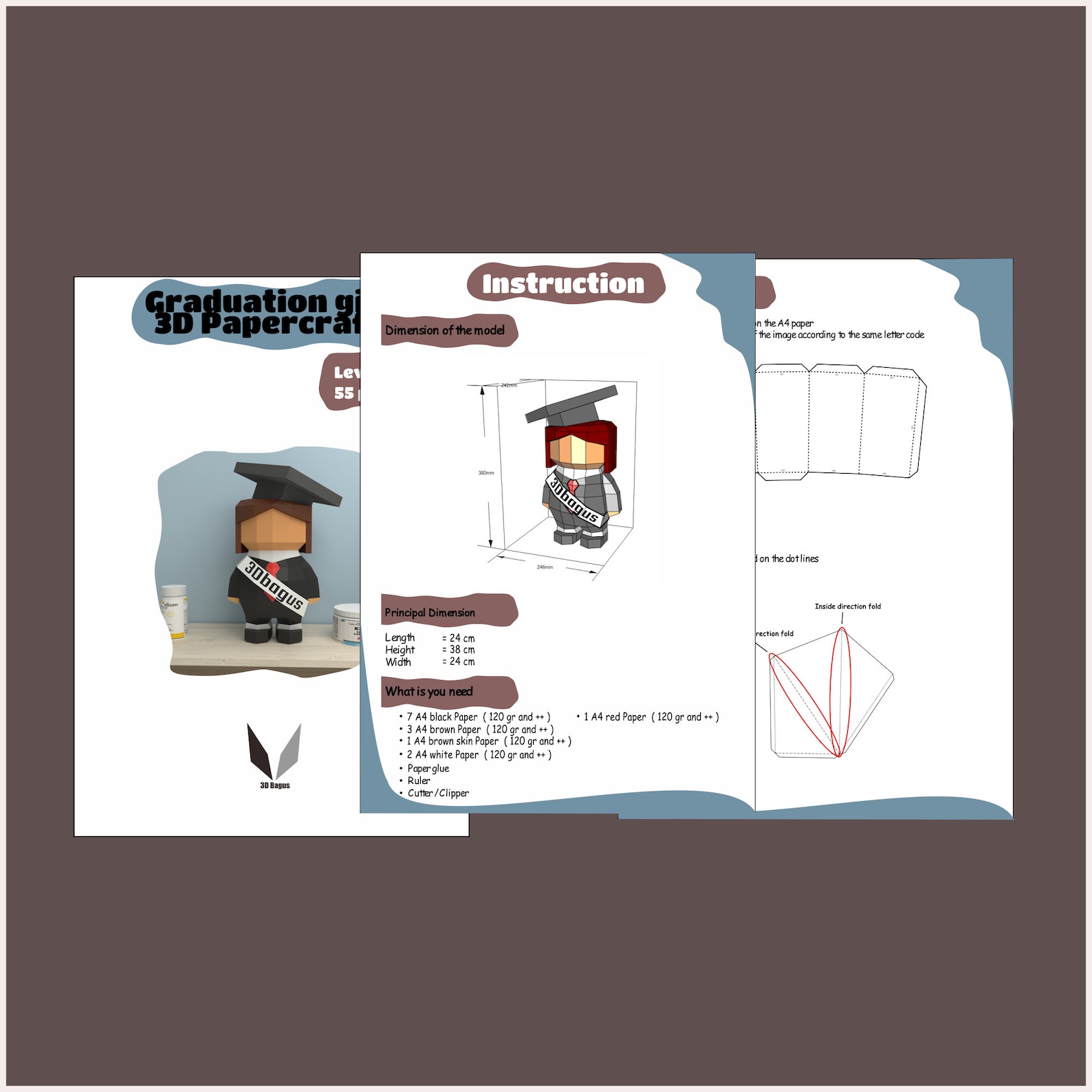 Graduation Girl 3D Papercraft DIY Paper Sculpture Paper - Etsy