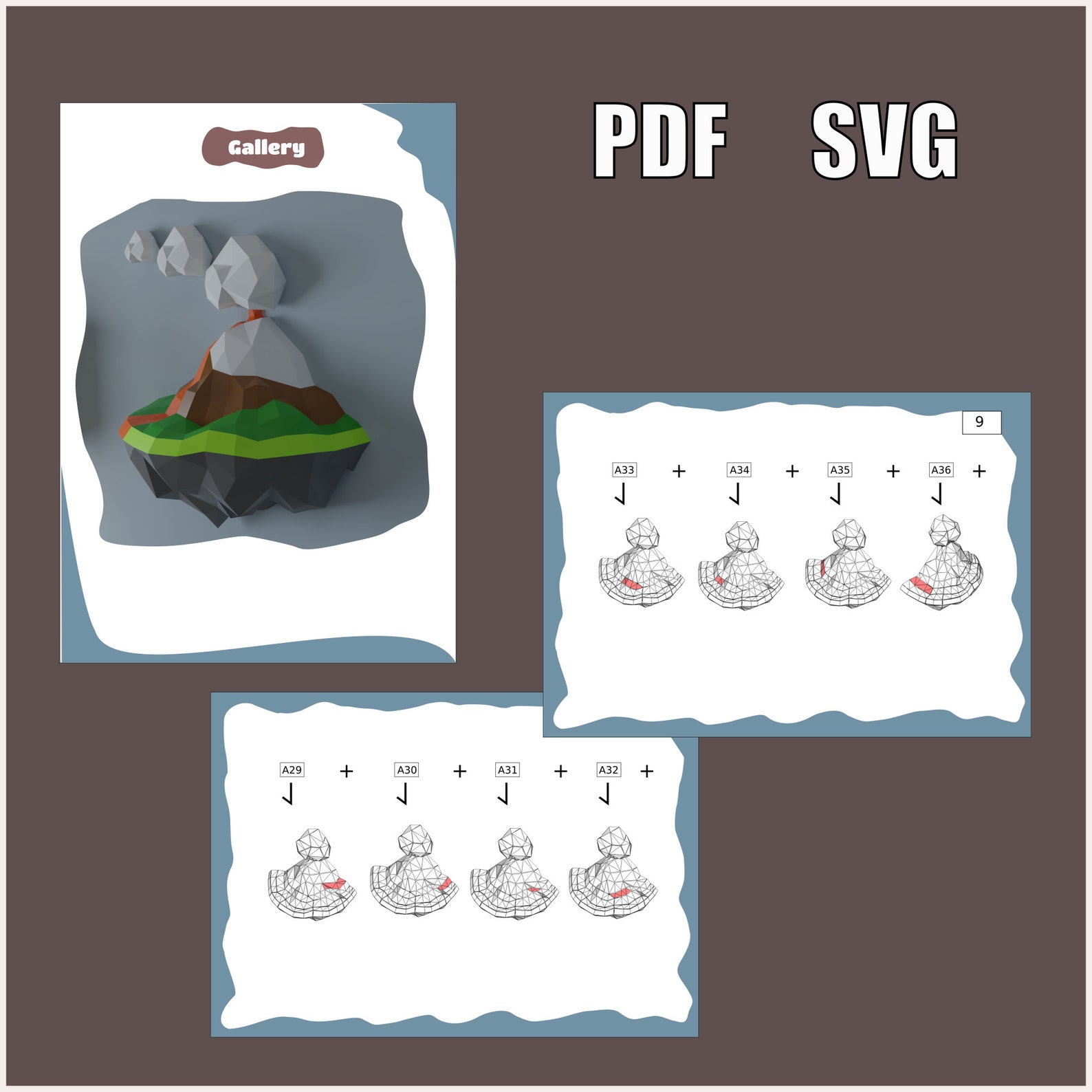 Volcano Mountain 3D Papercraft DIY Paper Sculpture Paper - Etsy