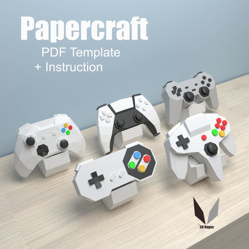 DIY Game Controller Bundle Papercraft: Low Poly Paper Model (PDF ...