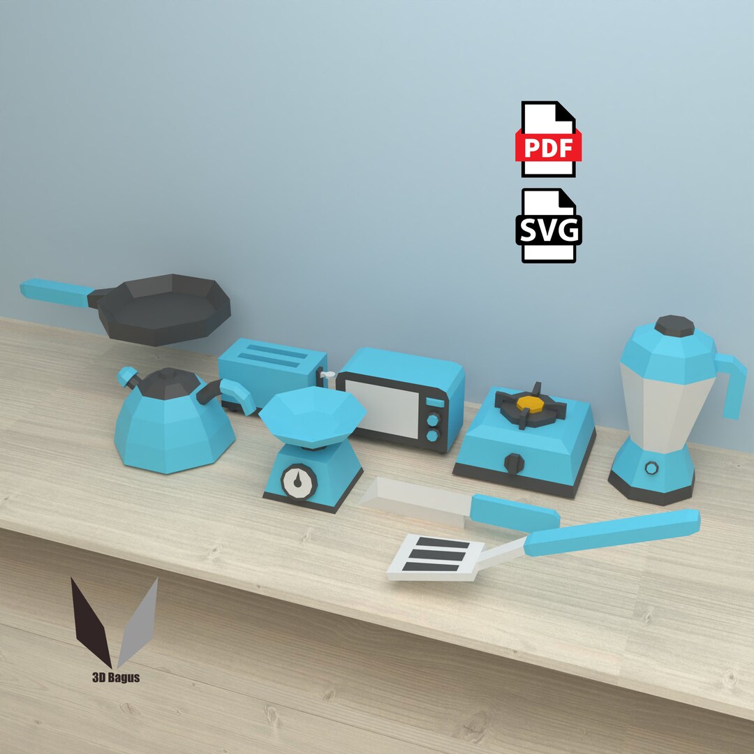 Kitchen Set Bundle 3D Papercraft | DIY Paper Sculpture | Paper Model ...