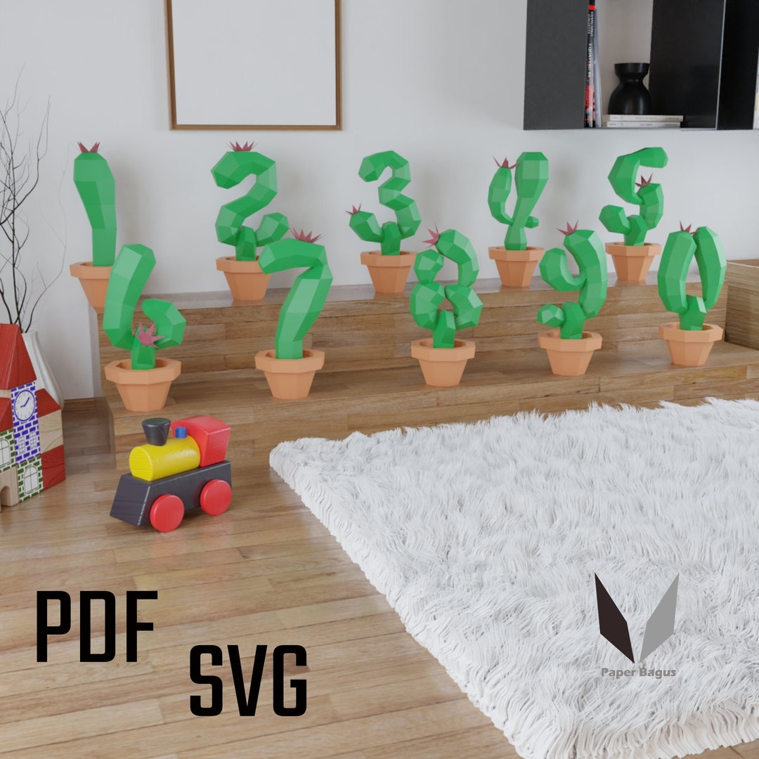 Cactus Number Papercraft: DIY Low Poly Paper Sculpture (PDF Pattern) - Etsy