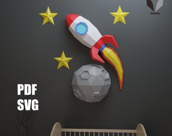 Papercraft Astronaut on the Moon Handmade Paper (Download Now) - Etsy