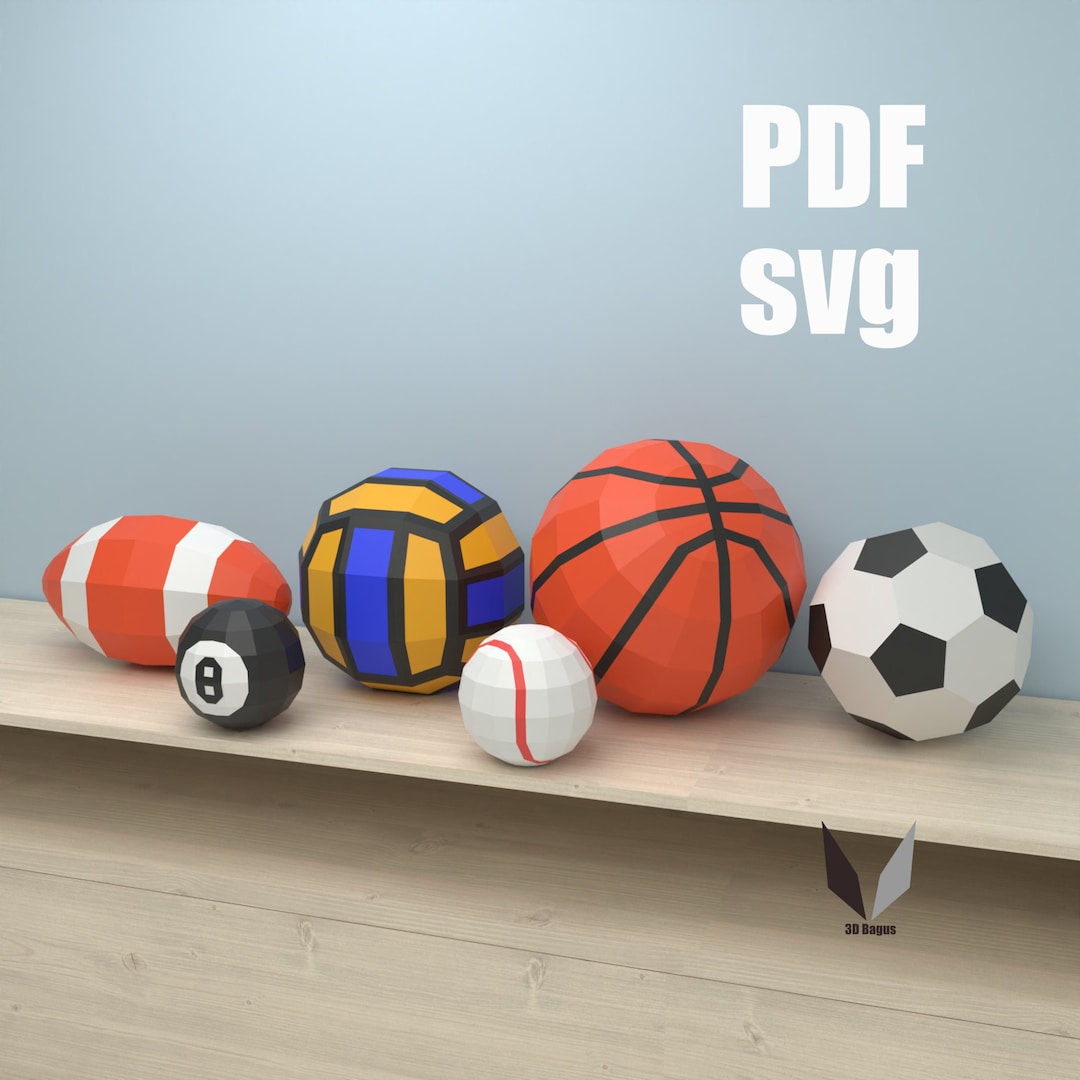 Sport Ball Pack 3D Papercraft DIY Paper Sculpture Paper Model Pattern ...