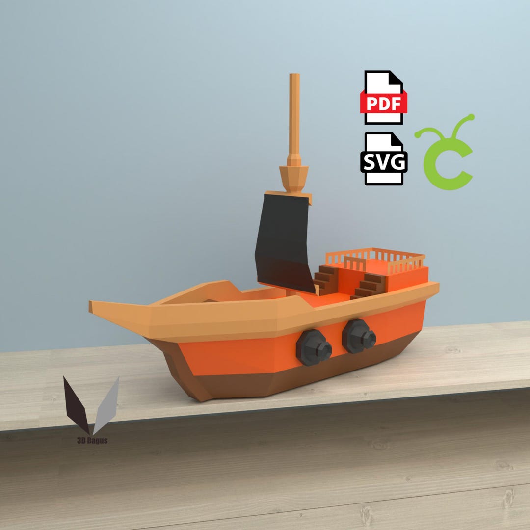 Pirate Ship 3D Papercraft: DIY Low Poly Model (PDF Pattern) - Etsy