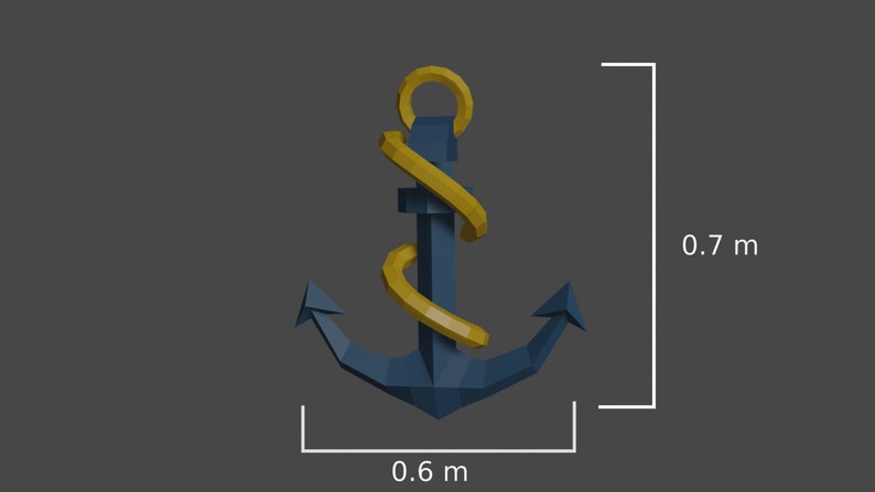 3D Papercraft Anchor: DIY Low Poly Paper Sculpture (PDF Pattern) - Etsy