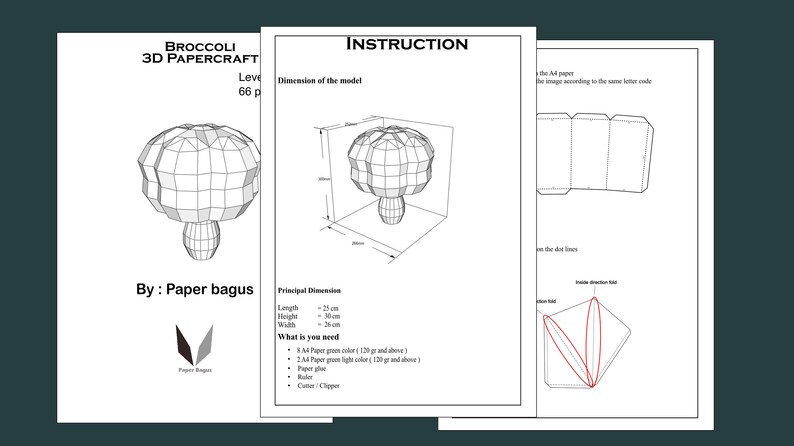 Broccoli 3D Papercraft DIY Paper Sculpture Paper Model | Etsy