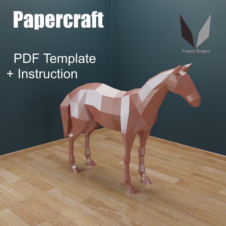 Horse 3D papercraft DIY paper sculpture Paper model | Etsy