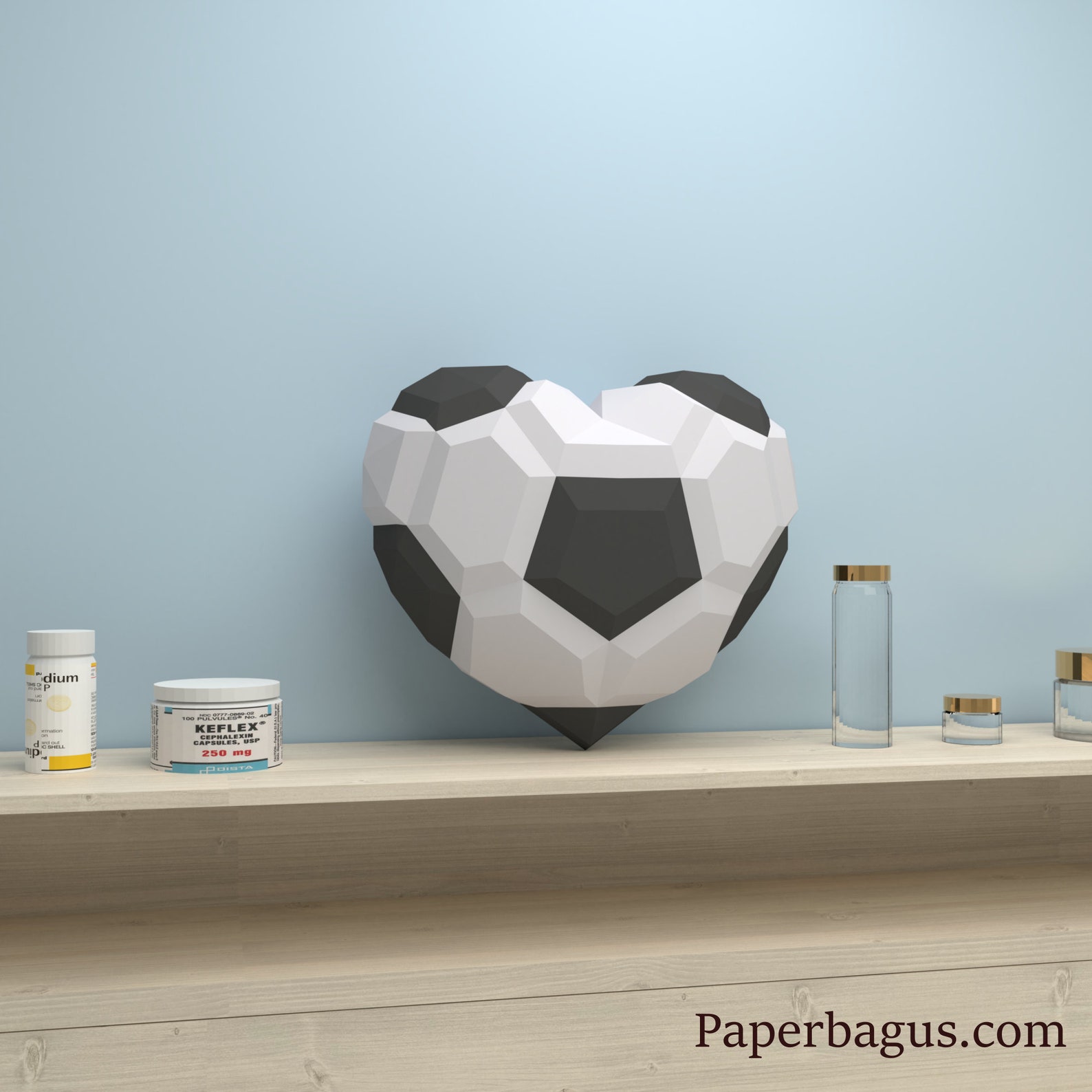 Soccer Ball Heart 3D Papercraft DIY Paper Sculpture Paper - Etsy