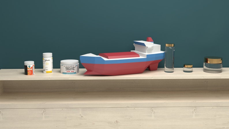 Cargo Ship 3D Papercraft Model: DIY Low Poly Home Decor (PDF Pattern ...