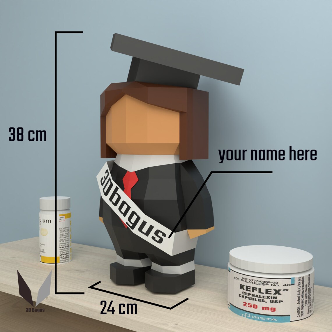 Graduation Girl 3D Papercraft: DIY Low Poly Paper Sculpture (PDF ...