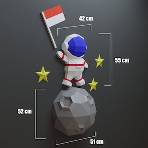 Astronaut and Moon 3D Papercraft | DIY Paper Sculpture | Paper Model ...