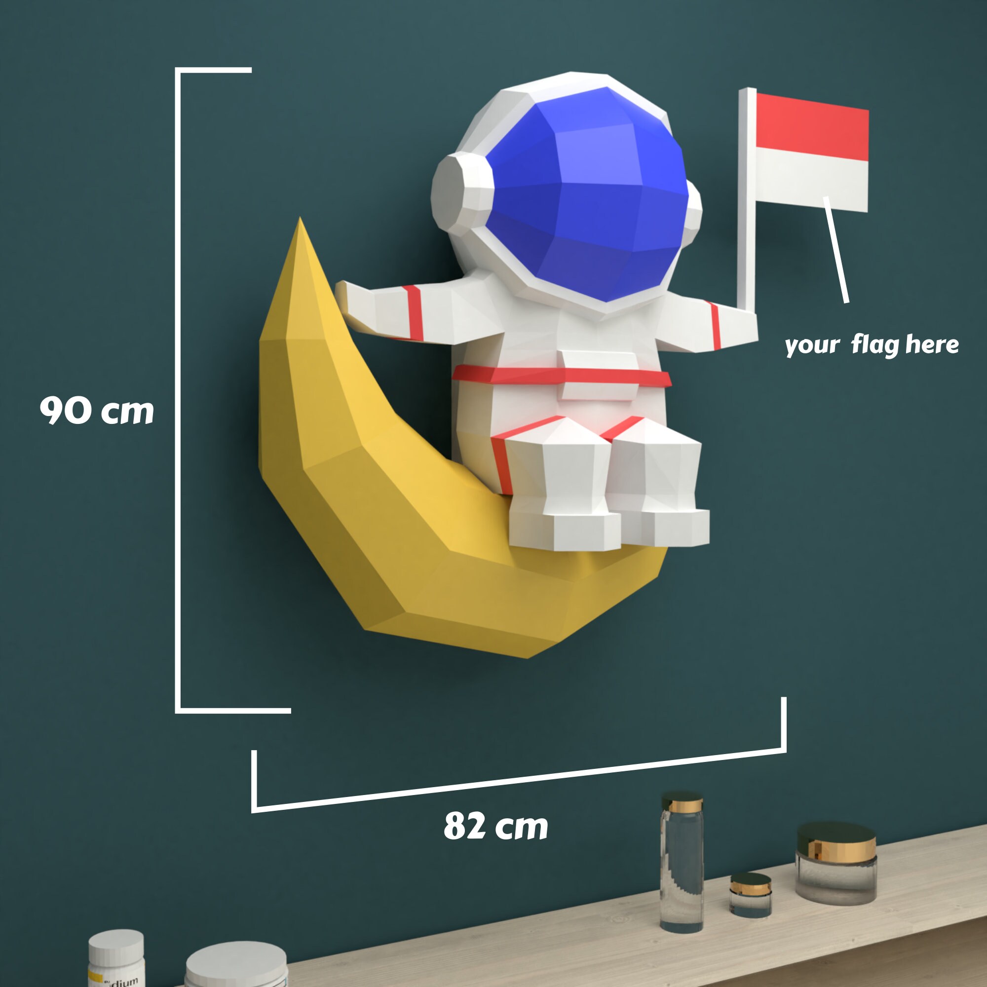 Astronaut in Moon 3D Papercraft DIY Paper Sculpture Paper - Etsy UK