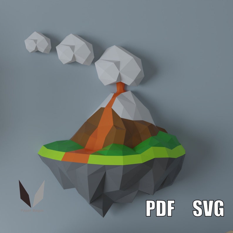 Volcano Mountain 3D Papercraft DIY Paper Sculpture Paper - Etsy