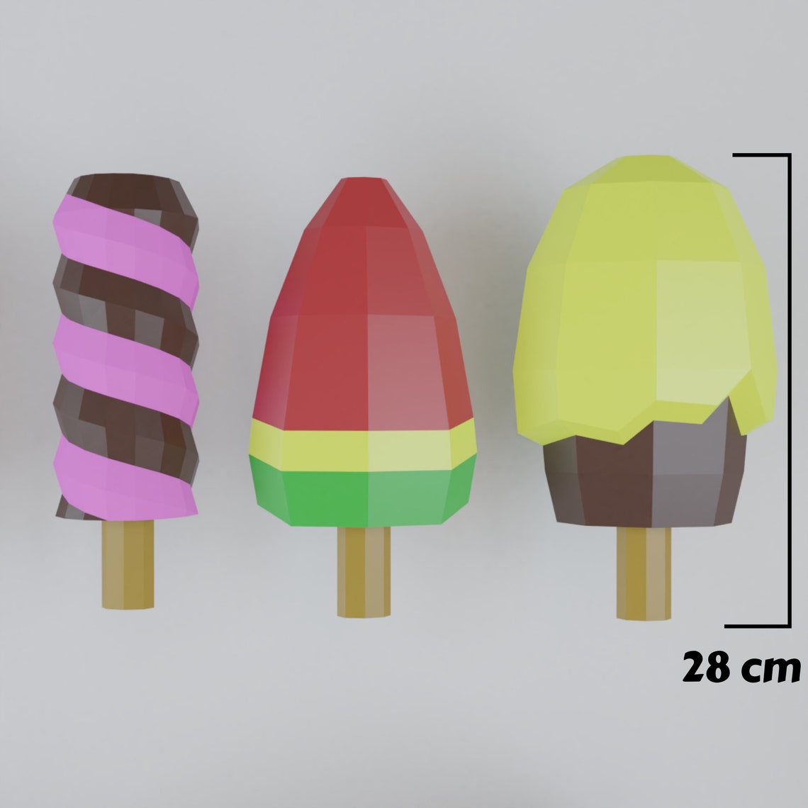 Ice Cream Pack 3D Papercraft DIY Paper Sculpture Paper - Etsy