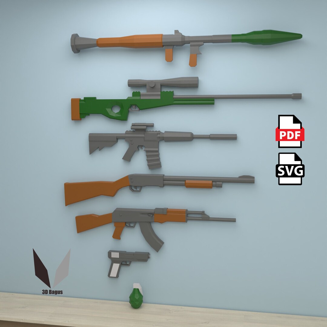 Military Weapons Bundle 3D Papercraft | DIY Paper Sculpture | Paper ...