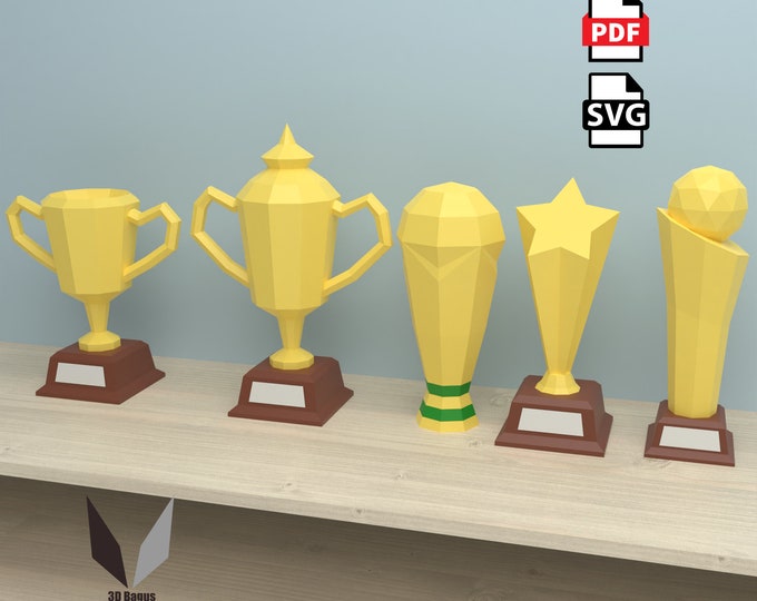 3D Trophy, Paper Trophy, DIY Trophy, Paper Craft, Printtable Pattern ...