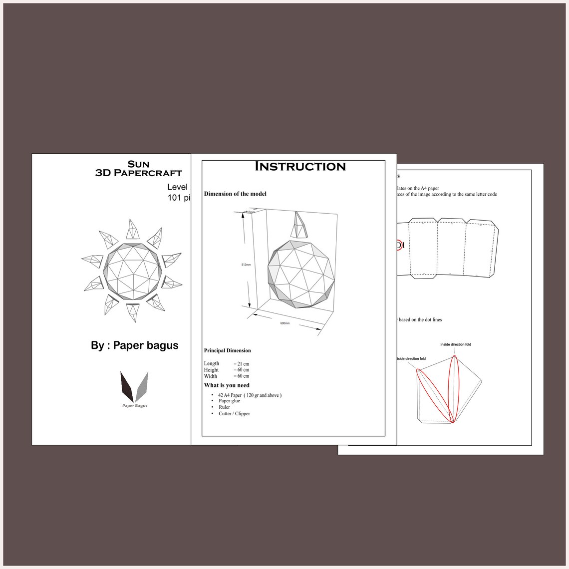 Sun 3D Papercraft DIY Paper Sculpture Paper Model Pattern - Etsy Canada