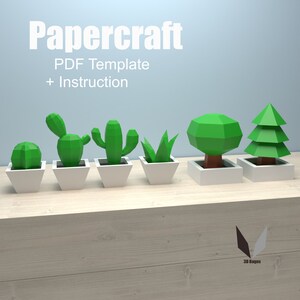 Plant Pack 3D Papercraft | DIY Paper Sculpture | Paper Model Pattern ...