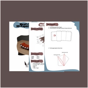Meat BBQ Bundle Papercraft: Low Poly DIY Paper Sculpture (PDF Pattern ...