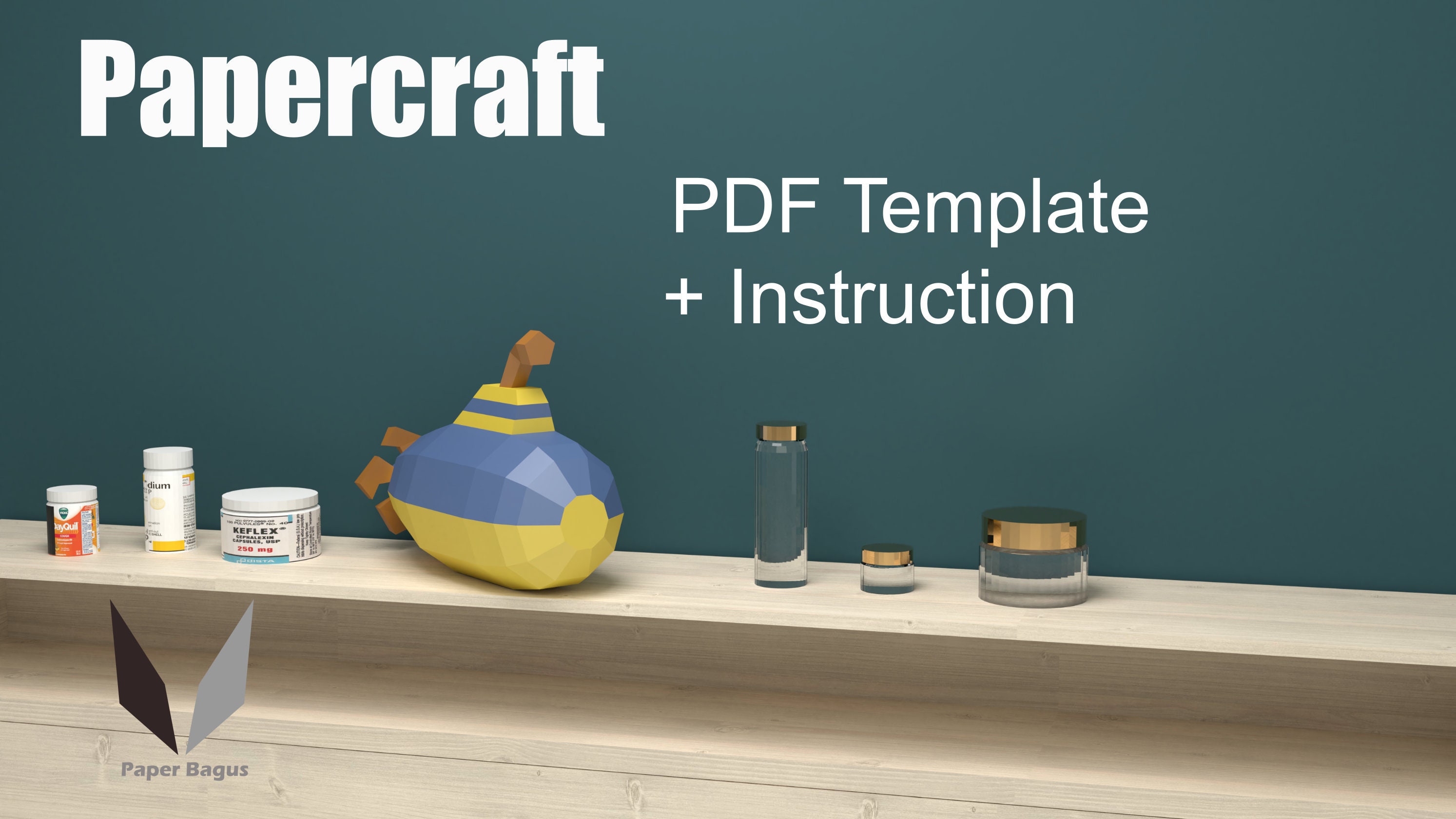 Submarine 3D Papercraft DIY Paper Sculpture Paper Model | Etsy