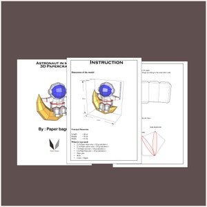 Astronaut in Moon 3D Papercraft | DIY Paper Sculpture | Paper Model ...