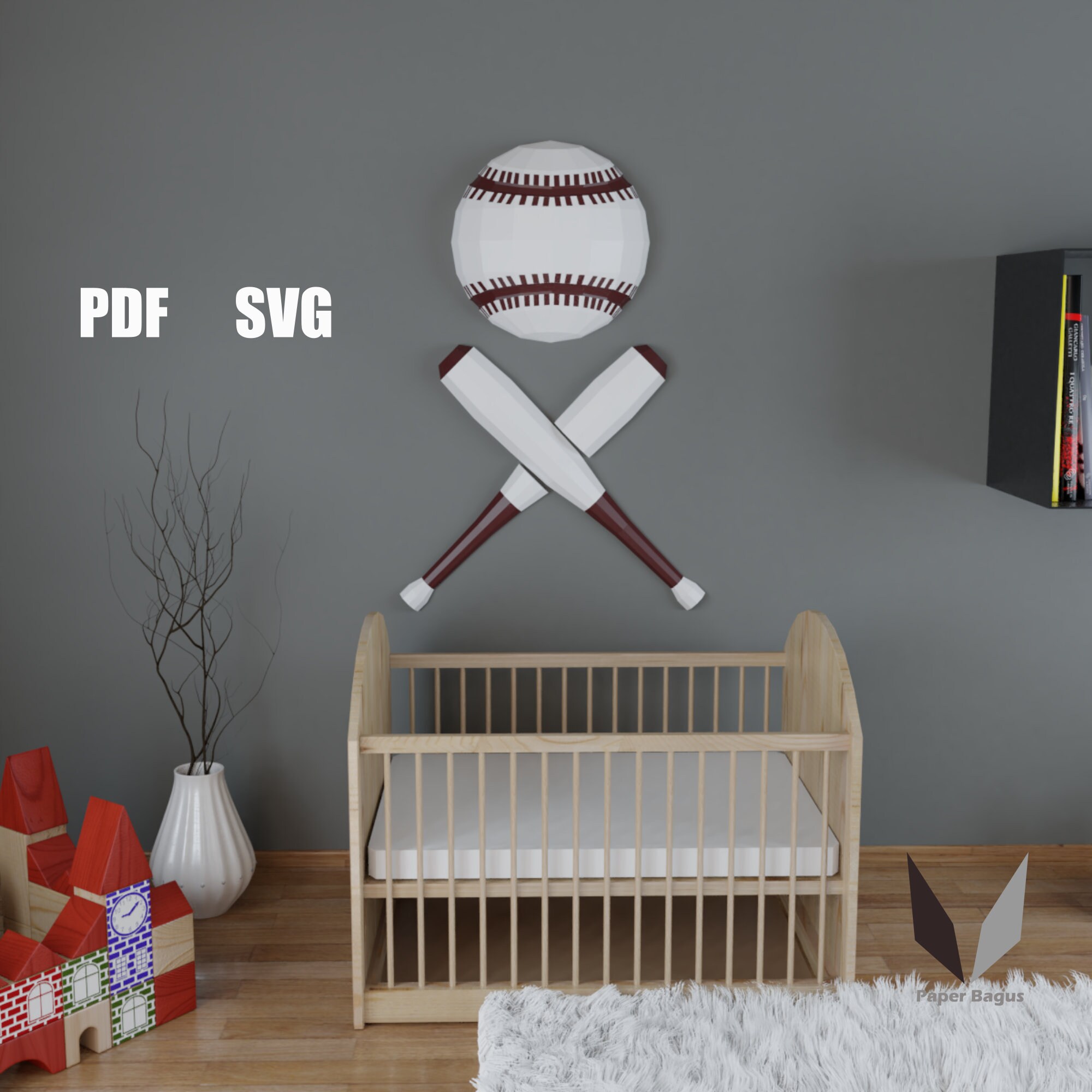 Baseball Wall 3D Papercraft DIY Paper Sculpture Paper - Etsy
