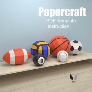 Sport Ball Pack 3D Papercraft | DIY Paper Sculpture | Paper Model ...