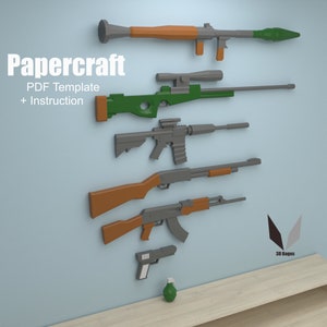 Military Weapons Bundle 3D Papercraft | DIY Paper Sculpture | Paper ...