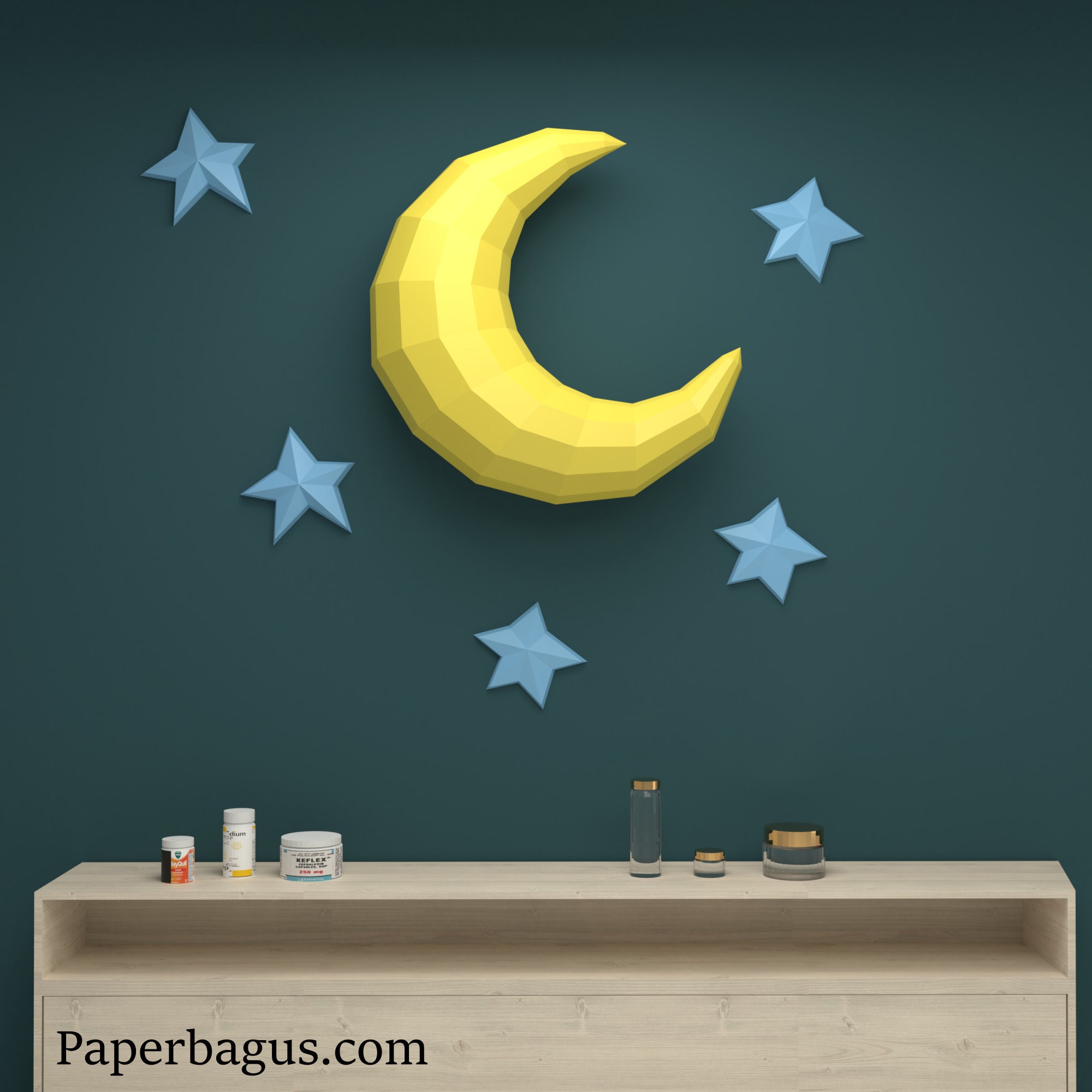 Moon Sky 3D Papercraft DIY Paper Sculpture Paper Model - Etsy