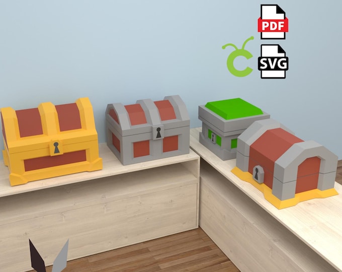 Treasure Chest Gift Box - Flat Shapes With Instructions Papercraft ...