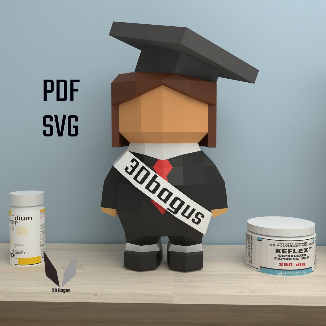 Graduation Girl 3D Papercraft DIY Paper Sculpture Paper - Etsy