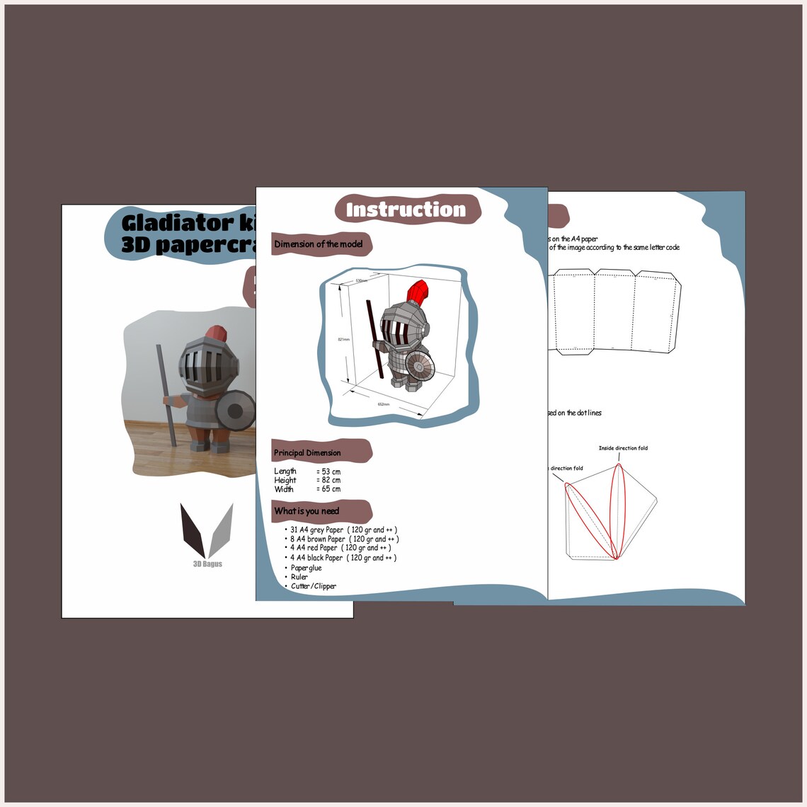 Gladiator Kid 3D Papercraft DIY Paper Sculpture Paper - Etsy