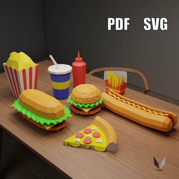 Junk Food Pack 3D Papercraft DIY Paper Sculpture Paper - Etsy
