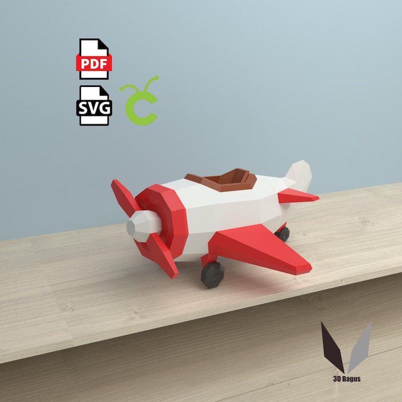 Low Poly Papercraft Plane - Etsy