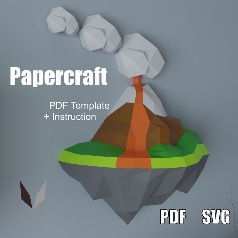 Volcano Mountain 3D Papercraft DIY Paper Sculpture Paper - Etsy