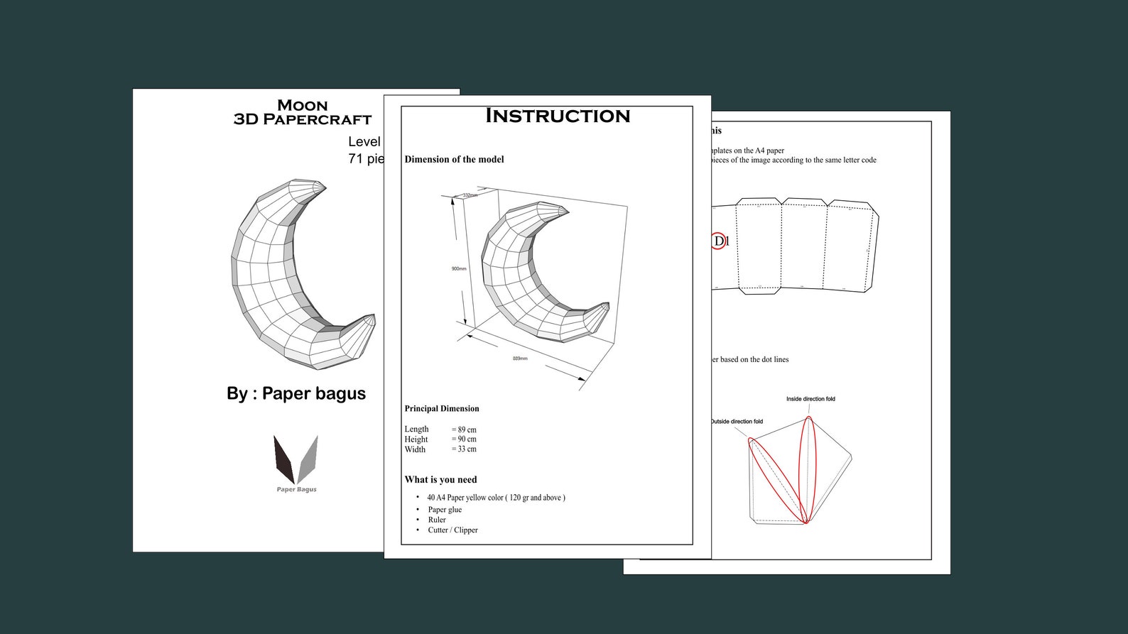 Moon Sky 3D Papercraft DIY Paper Sculpture Paper Model | Etsy
