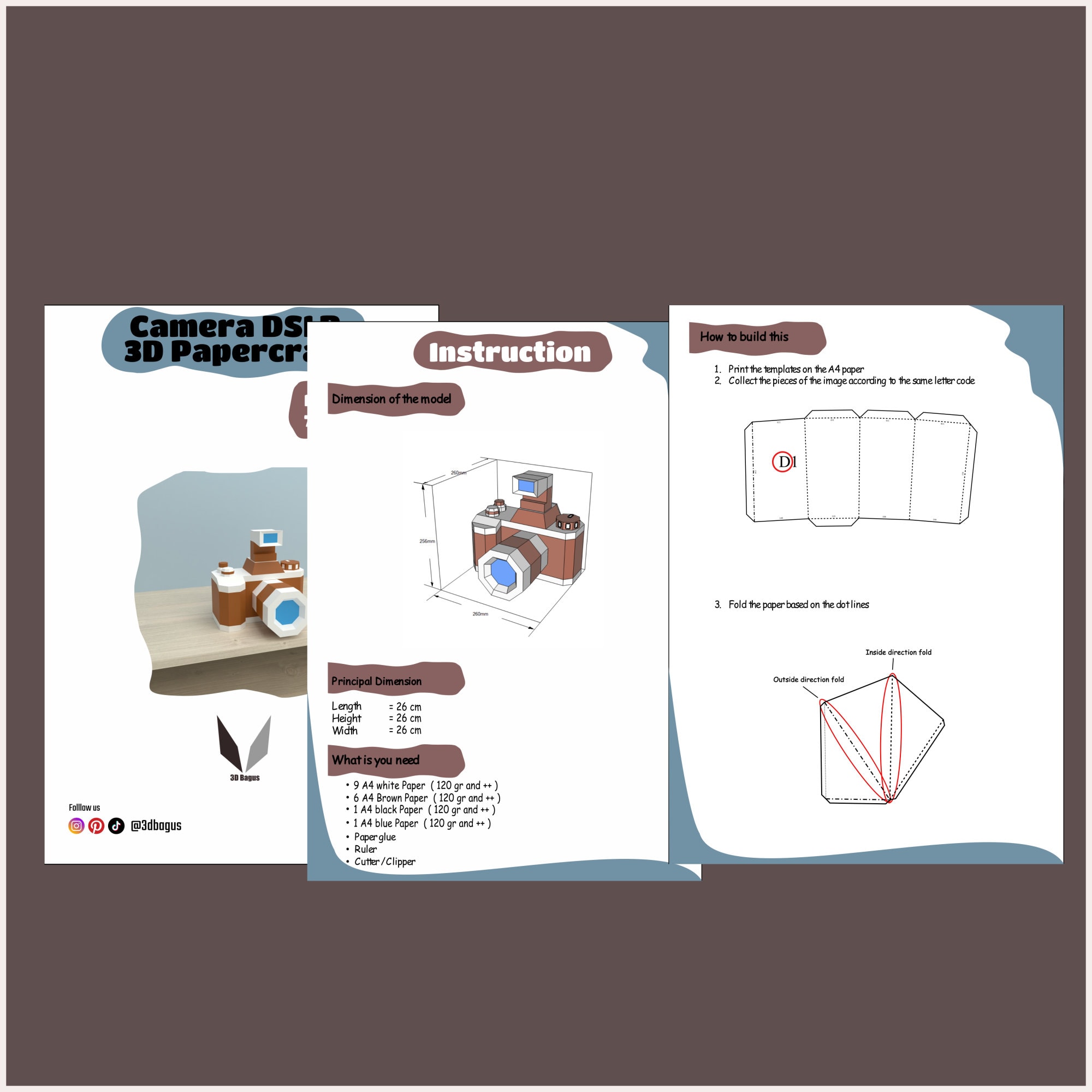 Camera Bundle 3D Papercraft : Low Poly Paper Sculpture (PDF Pattern) - Etsy