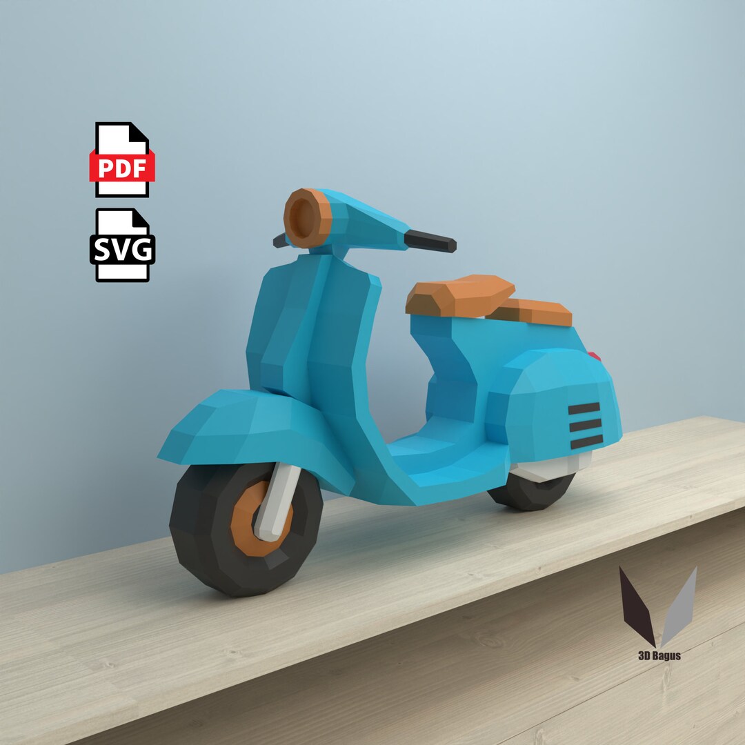 Scooter 3D papercraft DIY paper sculpture Paper model pattern Do it ...