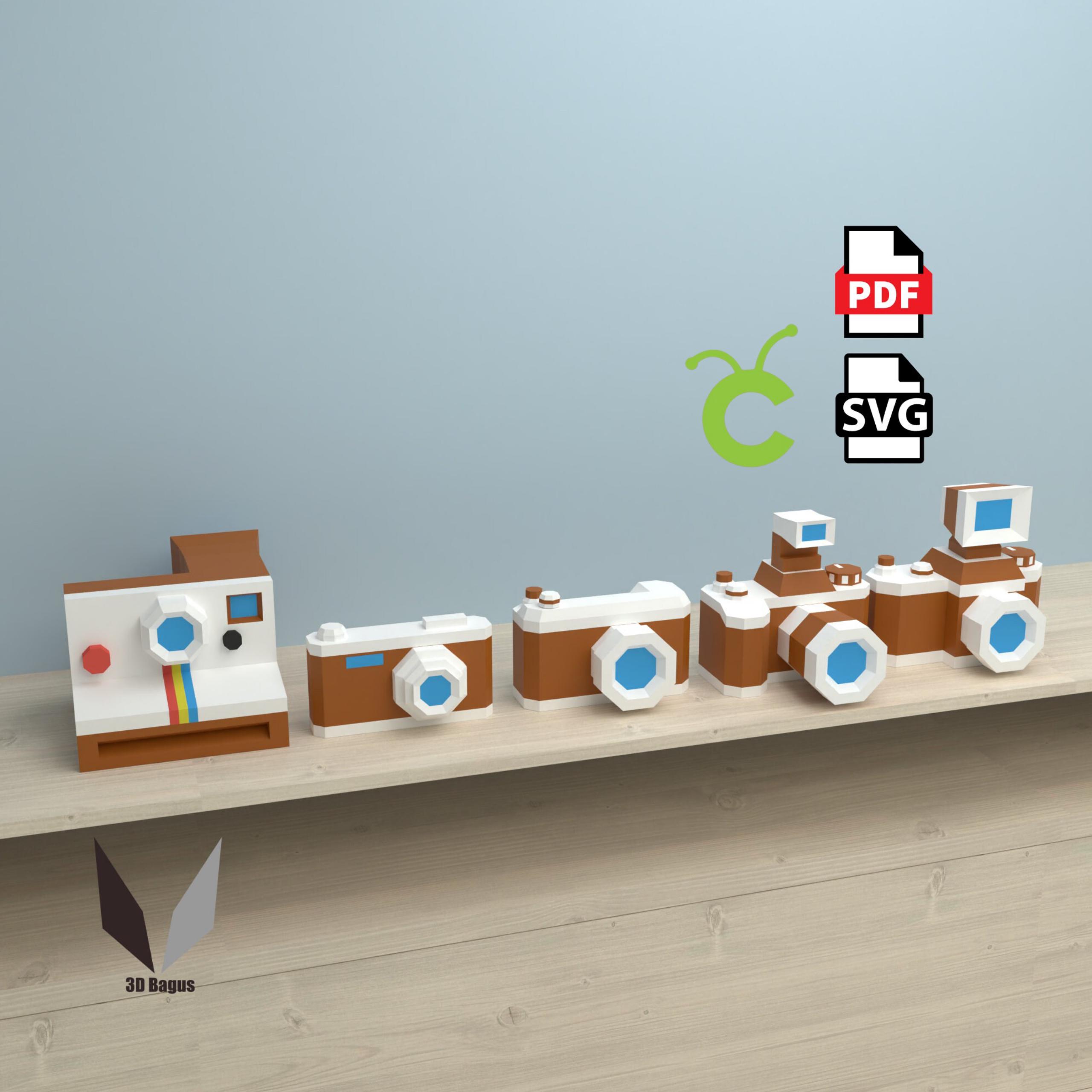 Camera Bundle 3D Papercraft : Low Poly Paper Sculpture (PDF Pattern) - Etsy