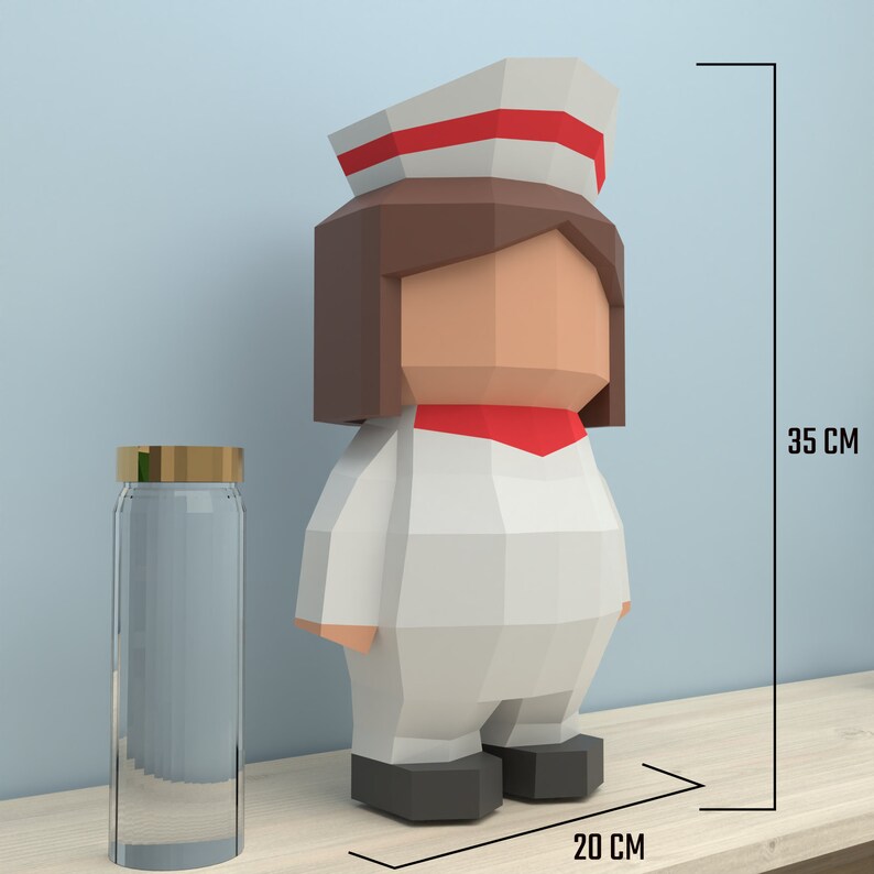 Nurse Papercraft Model: DIY Low Poly Sculpture (PDF Pattern) - Etsy