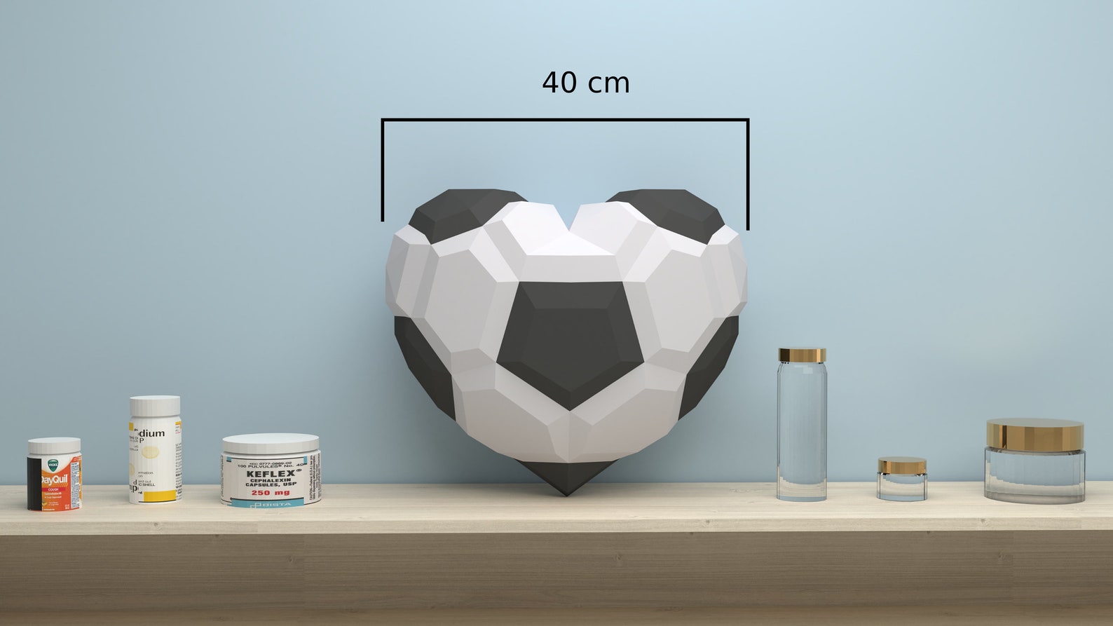 Soccer Ball Heart 3D Papercraft DIY Paper Sculpture Paper - Etsy