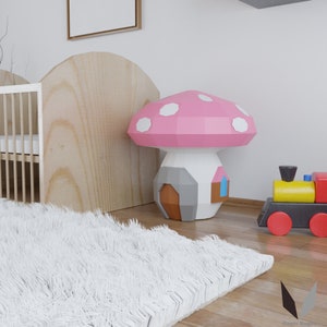 Mushroom House 3D Papercraft DIY Paper Sculpture Paper - Etsy