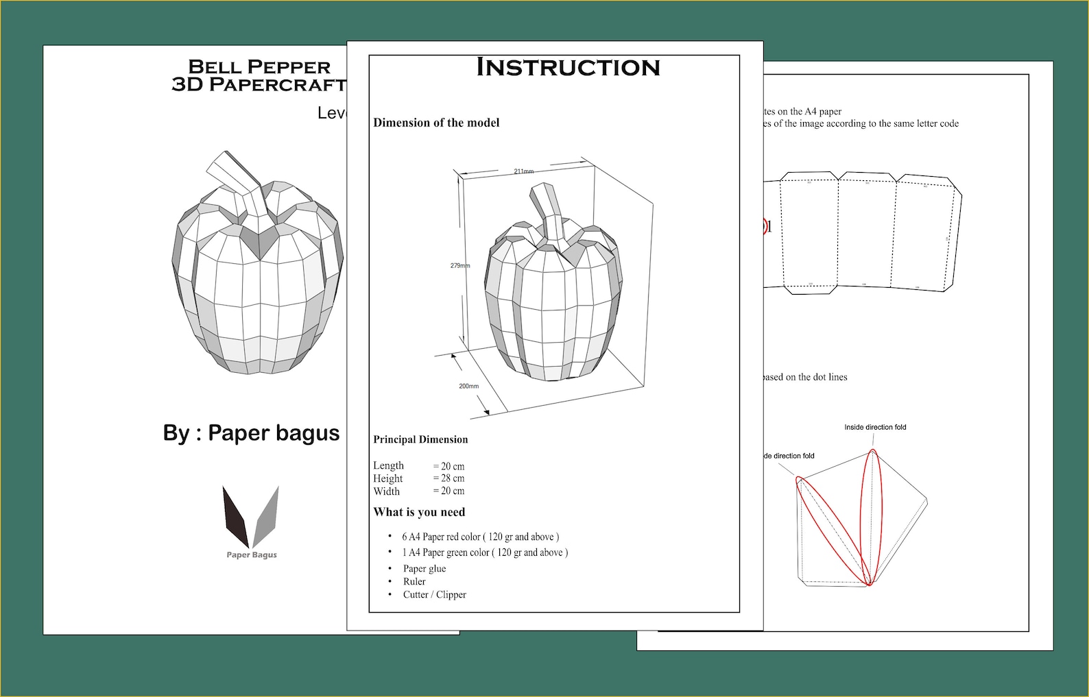 Bell Pepper 3D Papercraft DIY Paper Sculpture Paper Model - Etsy