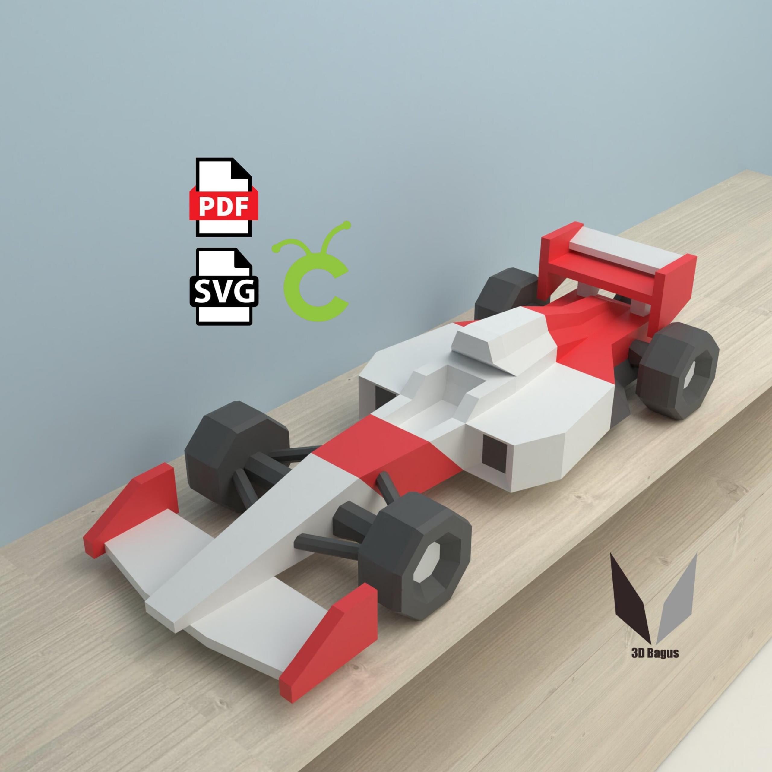 F1 Car 3D Papercraft : modèle DIY en papier low poly (patron PDF ...