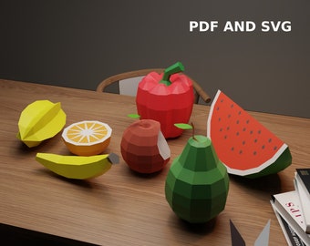 Tropical Fruit Bundle 3D Papercraft: DIY Low Poly Paper Sculpture (PDF ...