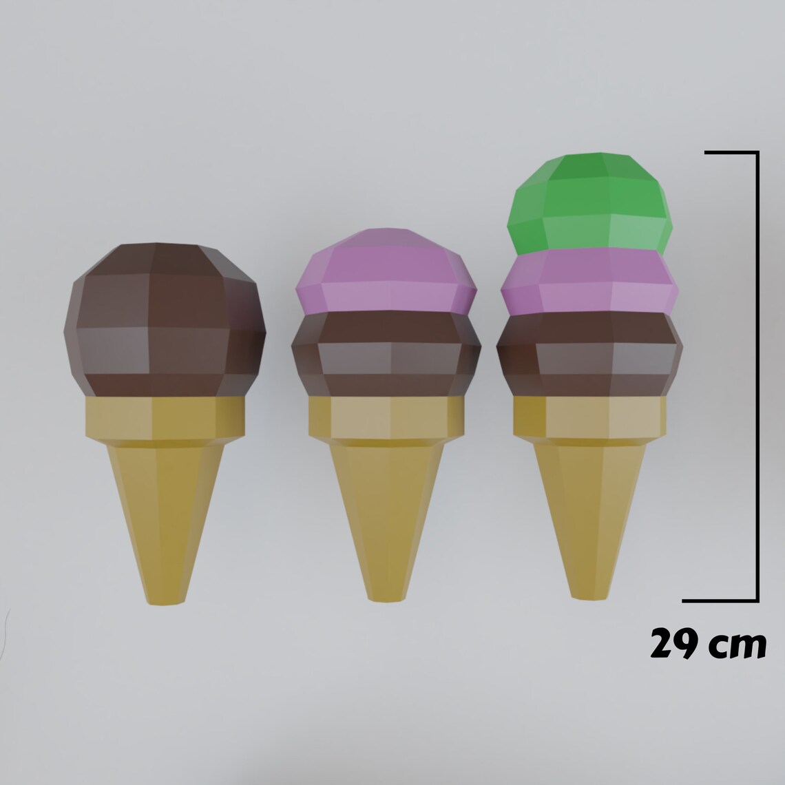 Ice Cream Pack 3D Papercraft DIY Paper Sculpture Paper - Etsy