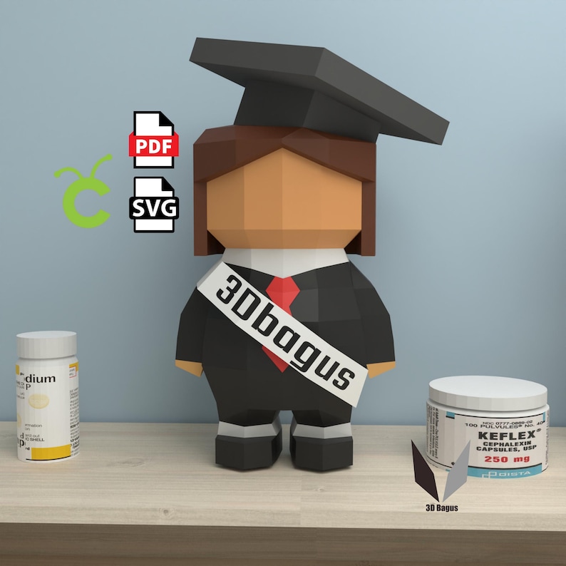 Graduation Girl 3D Papercraft: DIY Low Poly Paper Sculpture (PDF ...