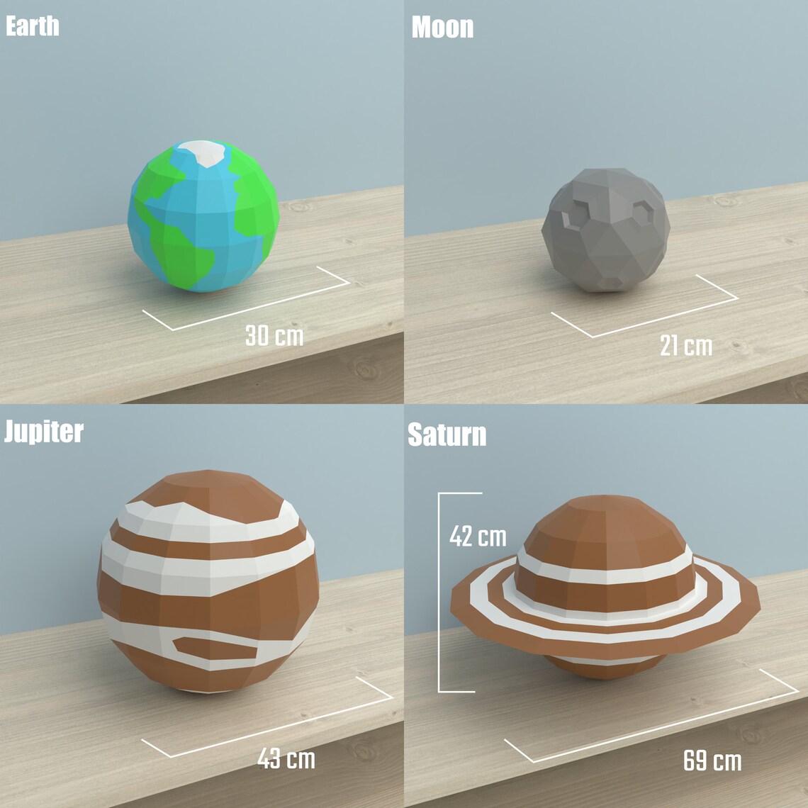 Planet Papercraft Bundle: DIY Low Poly Paper Sculpture (PDF Pattern) - Etsy